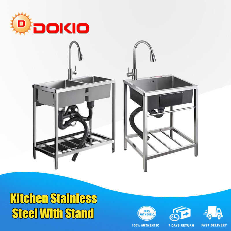 DOKIO Stainless Steel Kitchen With Stand Faucet 3Mm Thick Single Bowl ...