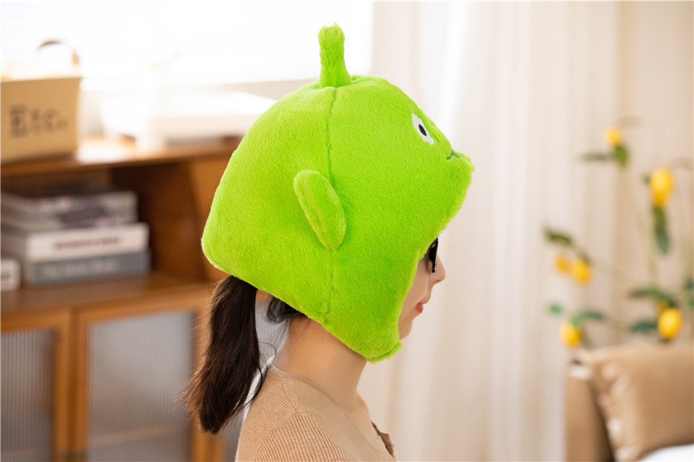 Creative Three-Eyed Green Monocular Plush Headgear Hat Cute Girl Heart ...