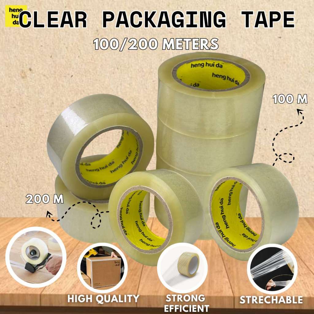 6PCS Packaging Tape 100/200M big roll HENGHUIDA Tape Sealing tape 2Inch ...