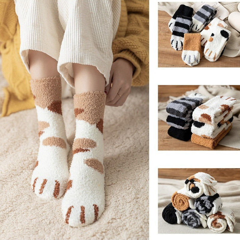 Plush Winter Funny Cute Style Animal Cat Paw Cartoon Pattern Women ...