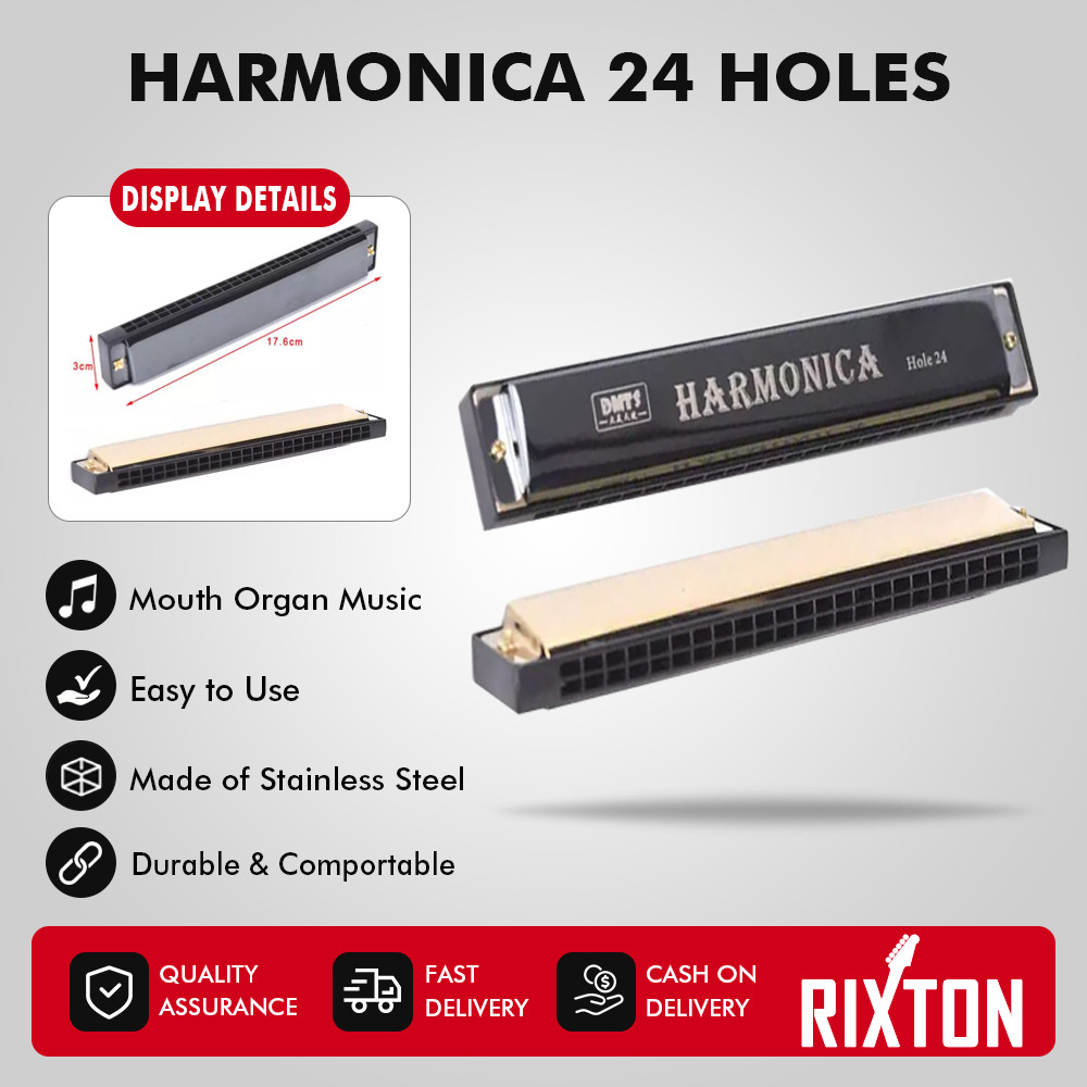 RIXTON 24 Holes Harmonica Key Of C Play Harmonica Tremolo Mouth Organ ...
