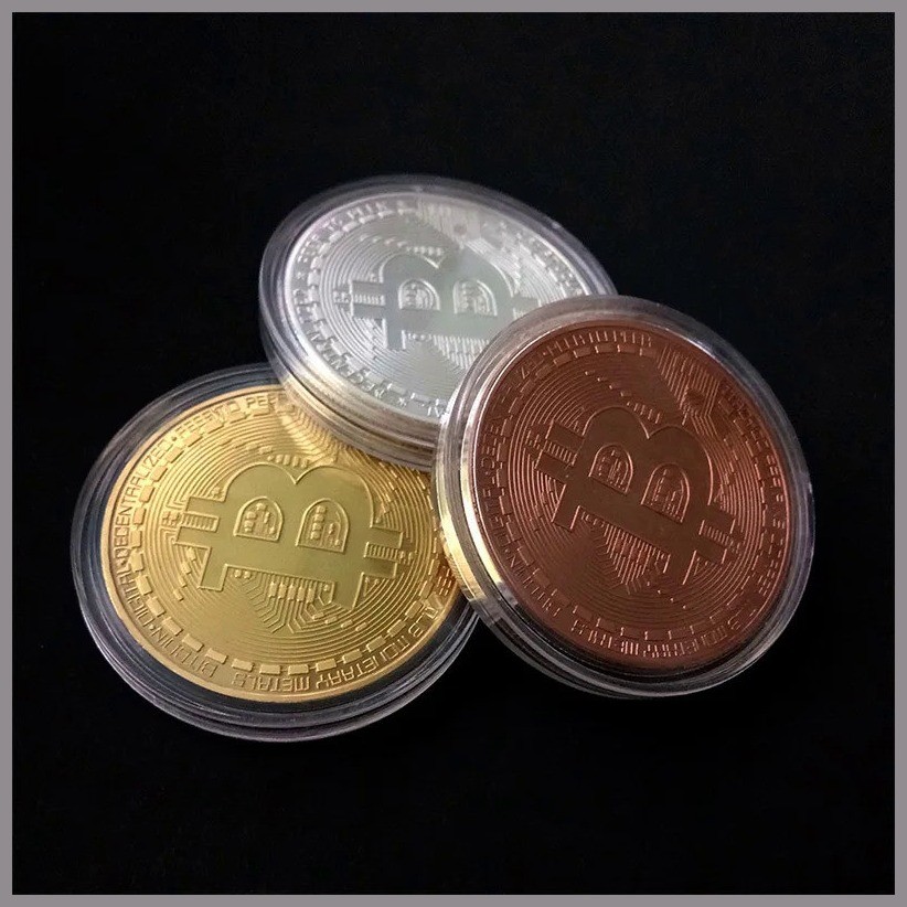 Gold Plated Bitcoin Coin Art Collection Craft Replica Decoration Coin ...