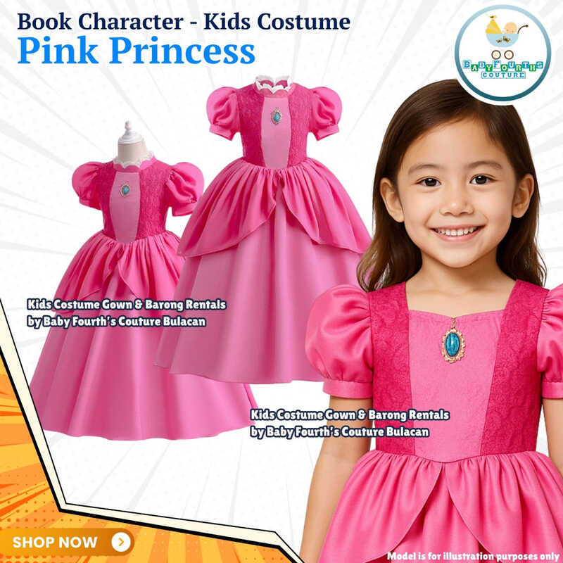 Character Movie Fairy Tale Pink Princess PEACH Dress Costume Kids Girl ...