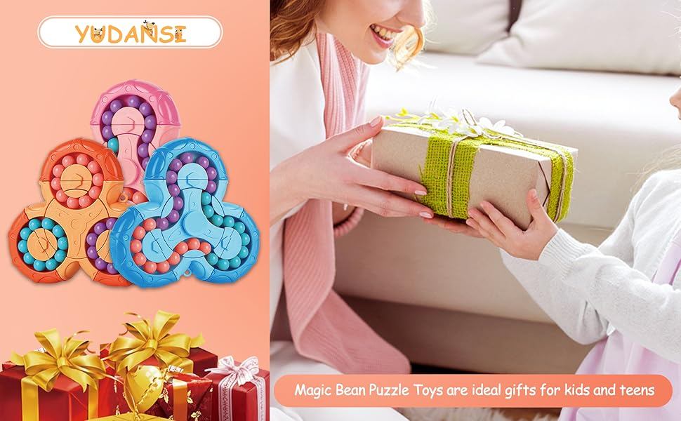 Magic Bean Puzzle Cube Rotating Fidget Toy Brain Teaser Fingertip ...