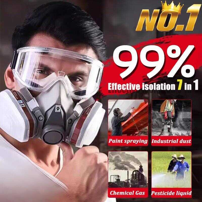Gas Mask Respirator Gasmask 7 In 1 Suit Safety Work Filter Industrial ...