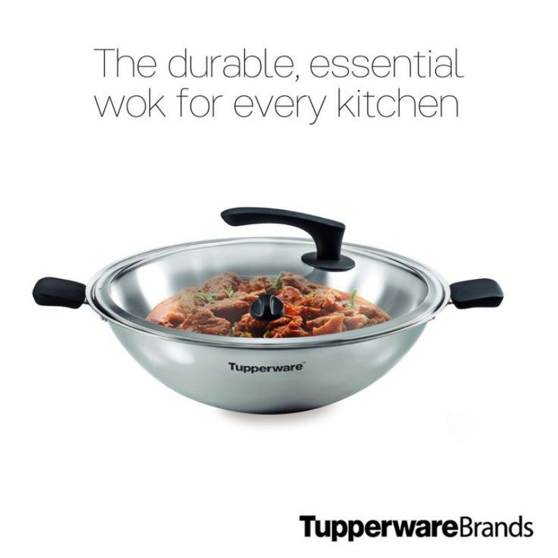 Tupperchef Inspire Wok with Glass Cover 8.9L | Shopee Philippines