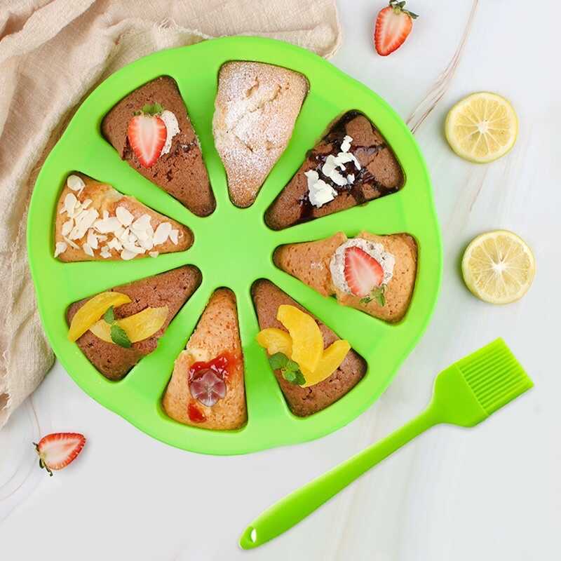8-Hole Sliced Cake Silicone Molder Pizza Shape Triangle Cheesecake ...
