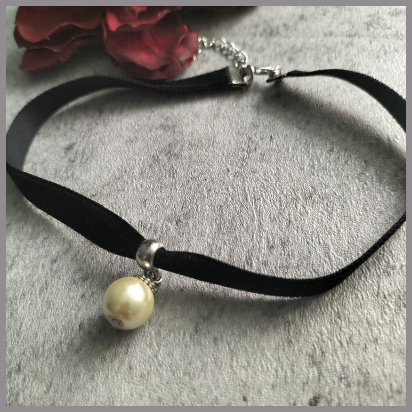 Pearl Drop Elegant Velvet Victorian Maria Clara Choker Necklace ...