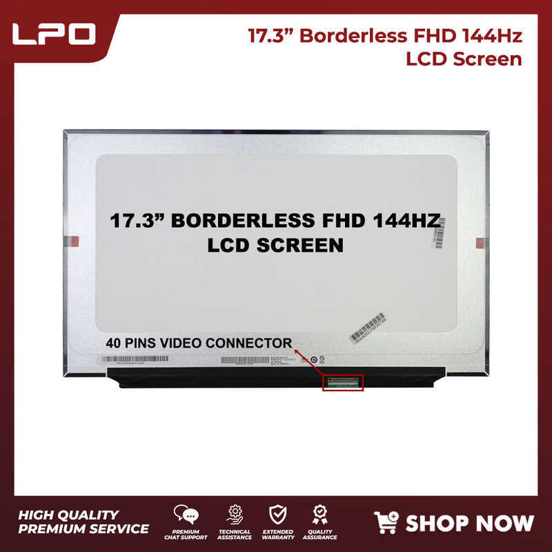 LPO Laptop LCD Screen 17.3 inches 40 Pins 144Hz Full HD 1920 x 1080 ...
