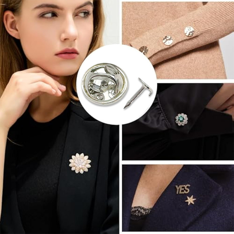 100Pcs Squeeze Badge Holder Butterfly Clasp Pin Nail Tie Tack Lapel Pin ...