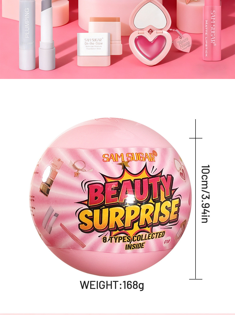 SAM SUGAR Christmas Makeup Ball Lipstick + Concealer + Eyeliner + Blush ...