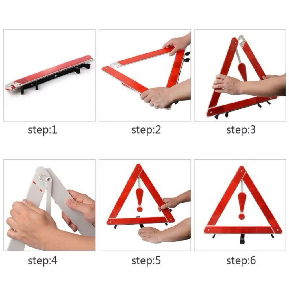 CAR WARNING DEVICE TRIANGLE SIGN FOR ROAD VEHICLES SAFETY EMERGENCY RED ...