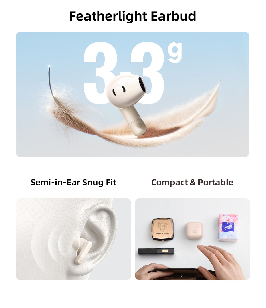 Baseus Bass BS2 Lite Wireless Earbuds 40h Playtime Semi-in-Ear ...