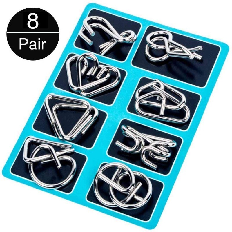 Metal Montessori Puzzle Wire IQ Mind Brain Teaser Puzzles for Children ...