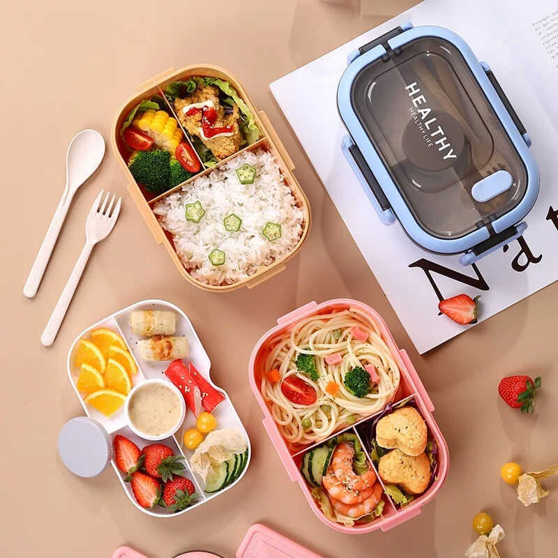 Bento Box Adult Lunch Double Layers All-In-One With Sauce Dish Baunan ...