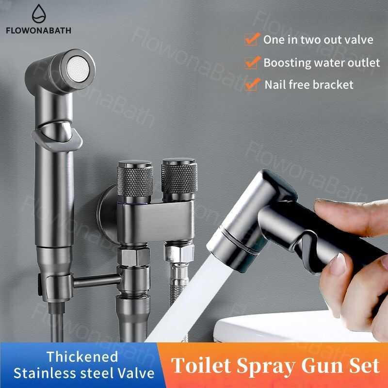 Stainless Steel Two Way Faucet Valve With Bidet Spray Set – 2 Outlets ...