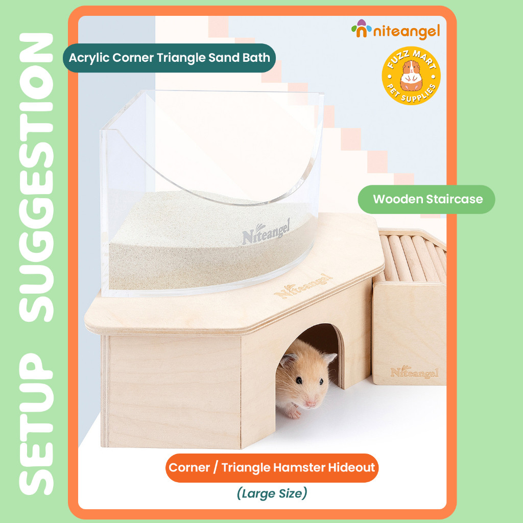 Niteangel Corner Triangle Wooden Hamster Hideout (2 Sizes) | Shopee ...