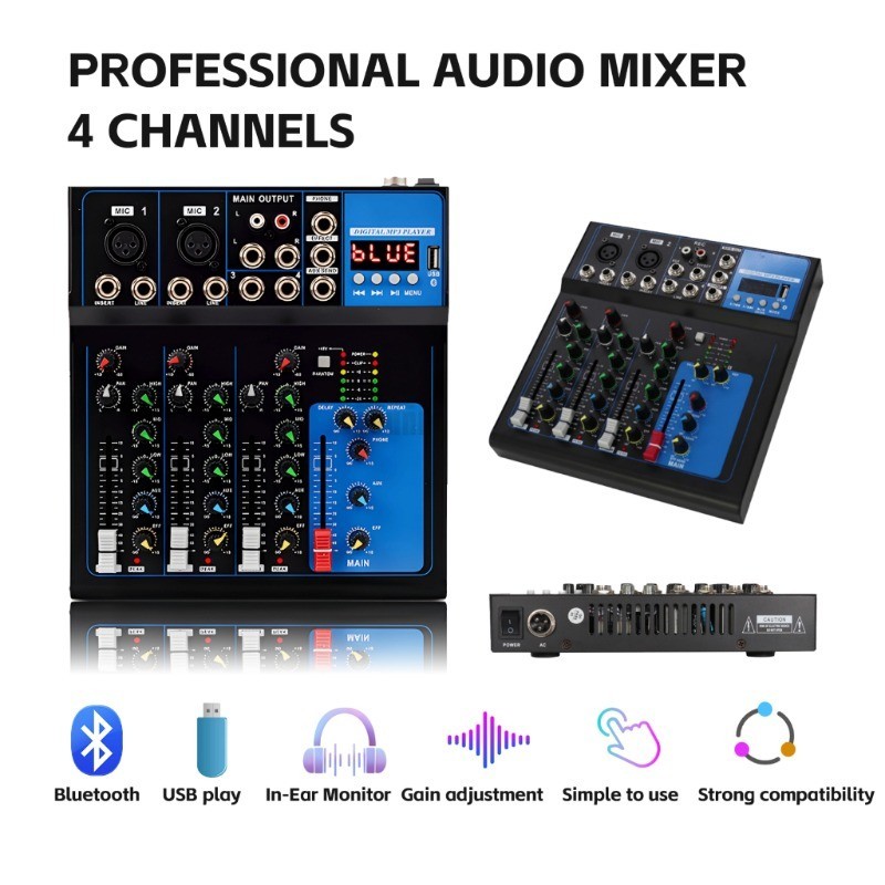 Deuahub F4-USB Professional Audio Mixer 4-channel Built-in EQ/recording ...