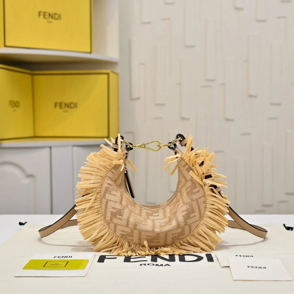 Fendi New Style Tassel Graphy Half Moon Bag Shoulder Crossbody Crescent ...
