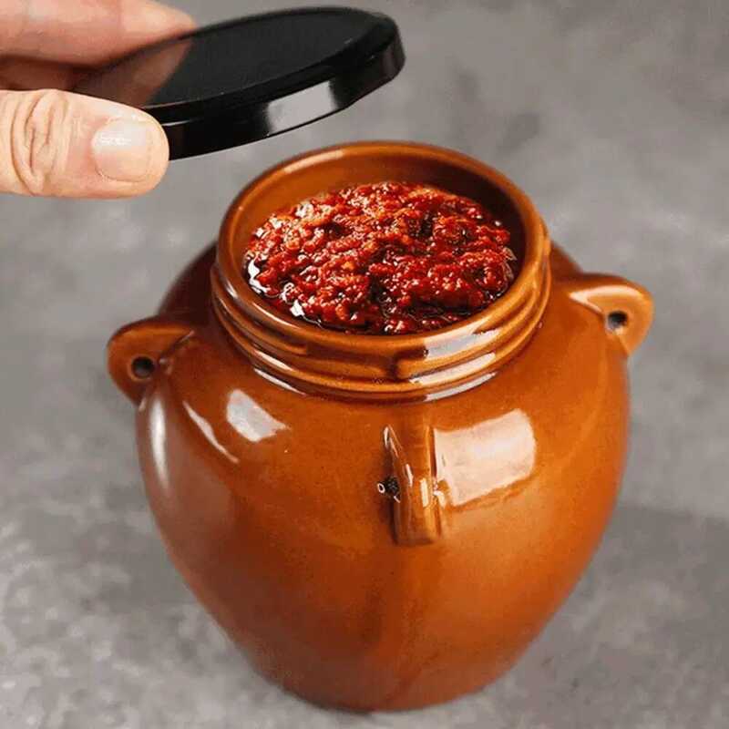 pacity Large Ceramic Pickle Jar Ceramic /Mason Lid Keep Fresh Kimchi ...
