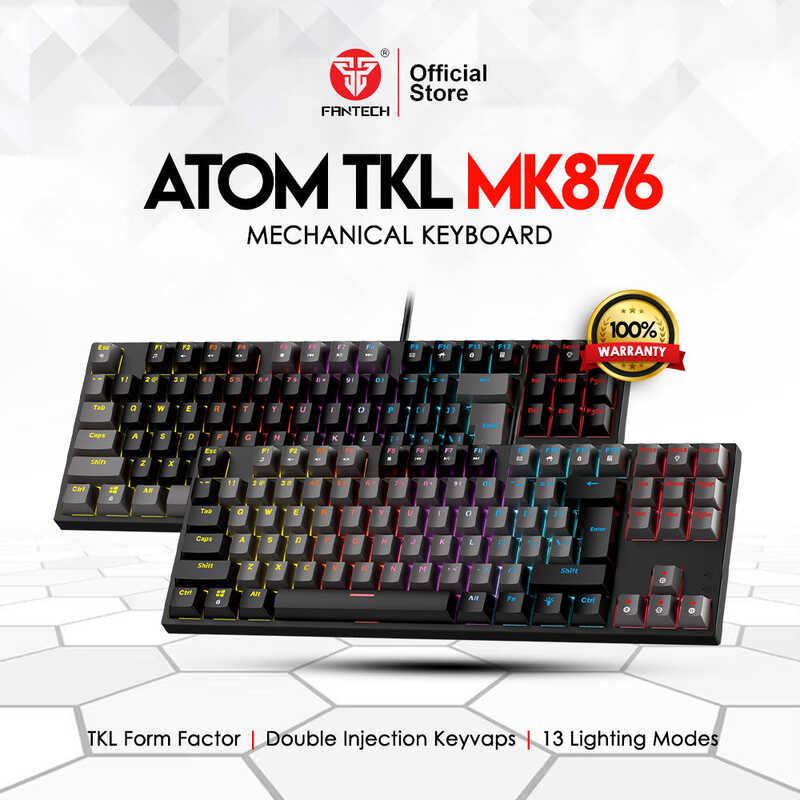 Fantech Mk876 Atom TKL RGB Mechanical Gaming Keyboard Full Keys With 25 Key Anti | Shopee ...