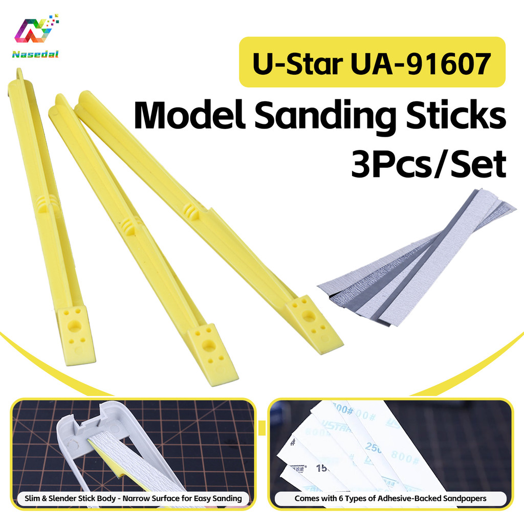 3Pcs/Set U-Star UA-91607 Model Sanding Sticks with 6 Types of Adhesive ...