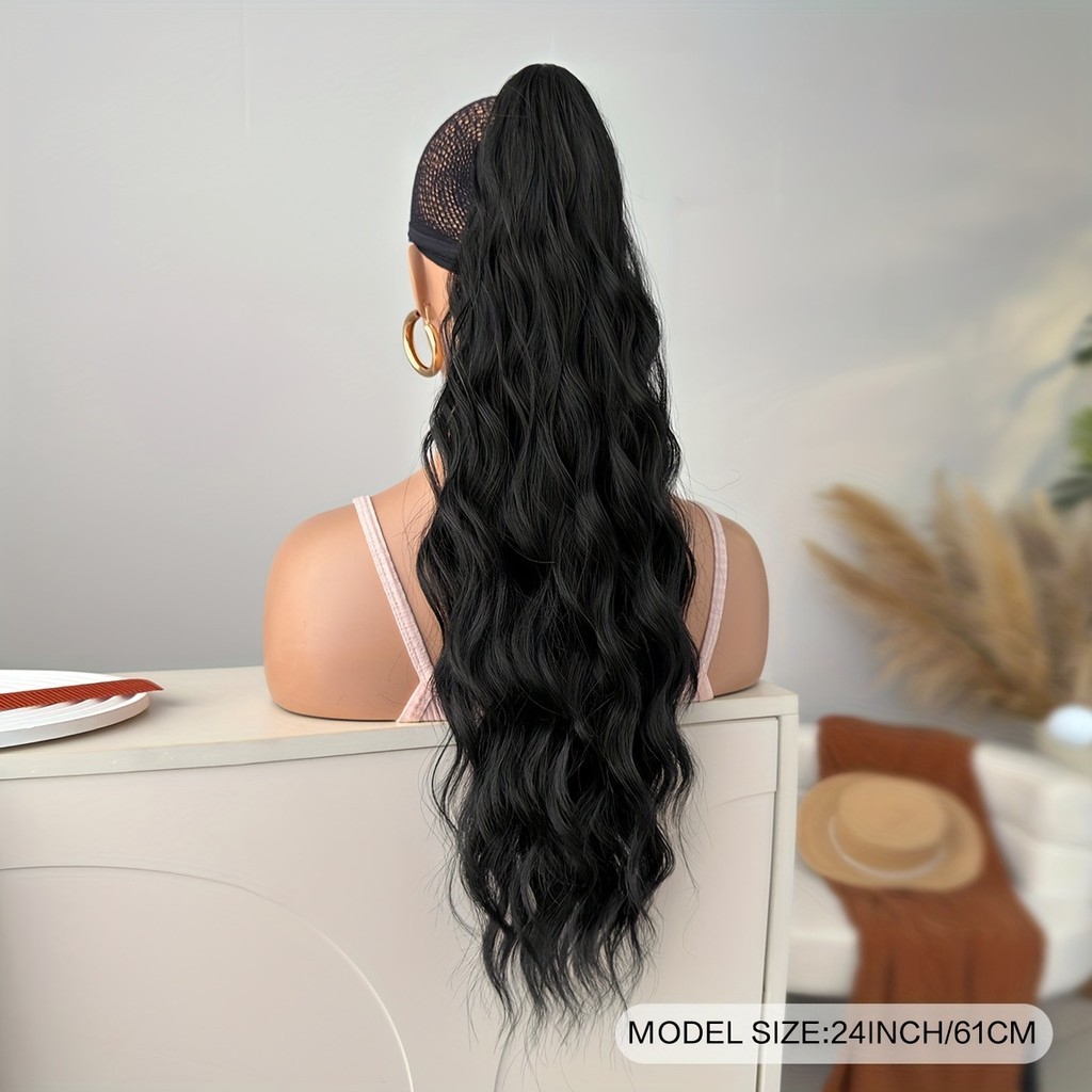 61cm/24inch Long Curly Hair Wig Clip Ponytail Wig For Woman Hair Wig ...