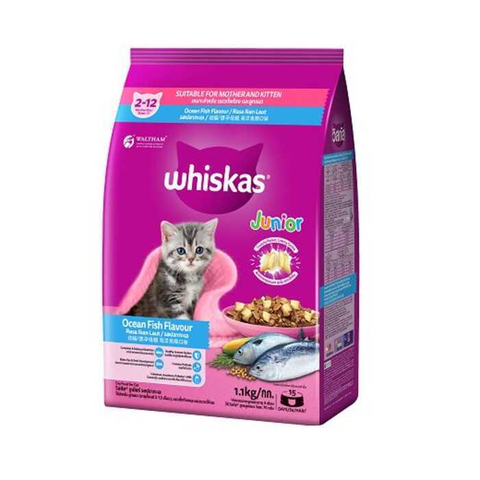 Whiskas Junior Ocean Fish With Milk Dry Pockets Cat Food For Kittens 1 ...