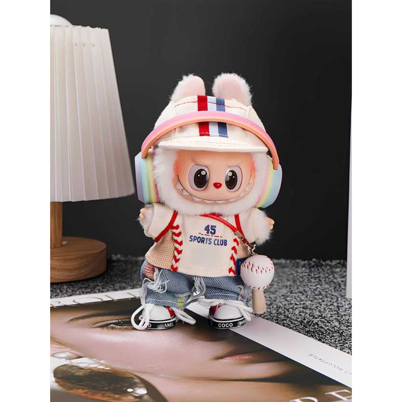 Baseball Uniform Sports Casual Set Suitable for Labubu Plush Doll First ...
