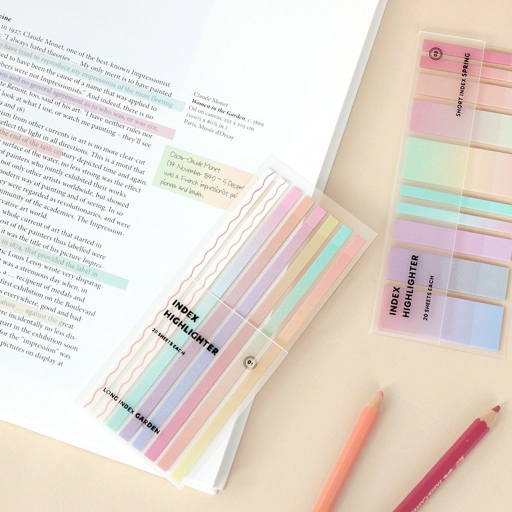 ICONIC Index Long Highlighter notebook study note-taking diary bookmark ...