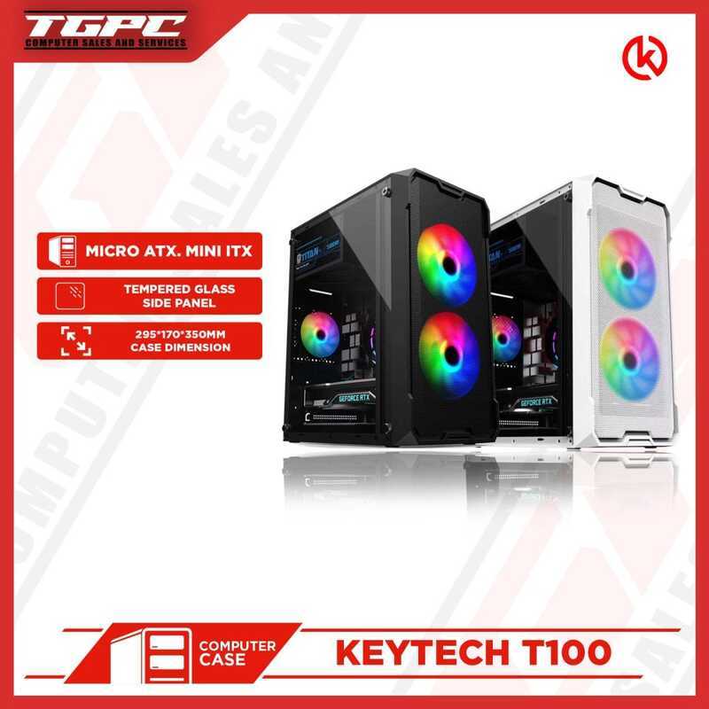 KEYTECH T100 TEMPERED GLASS Side MESH Front panel, Gaming PC Black ...