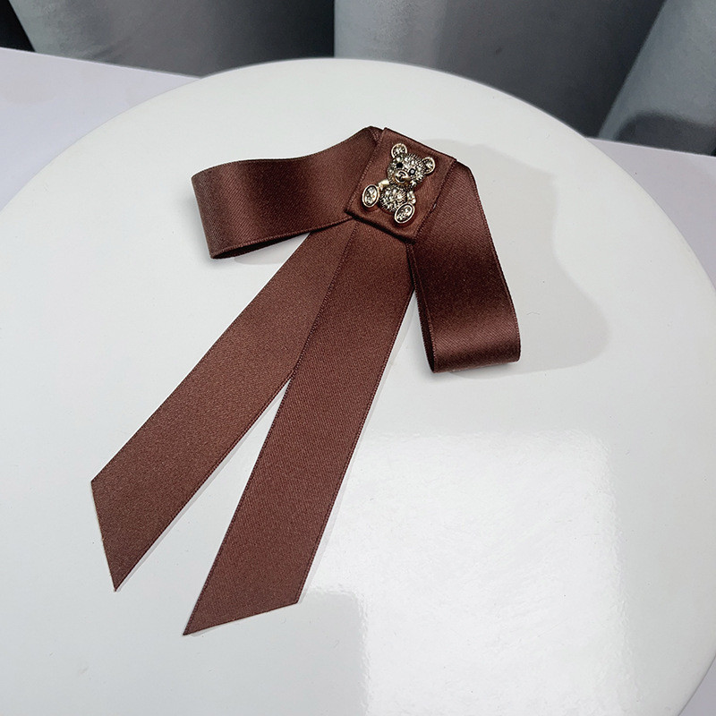 Women's Black Houndstooth Bow Ties with Pin Pre-Tied Cute Little Bear ...