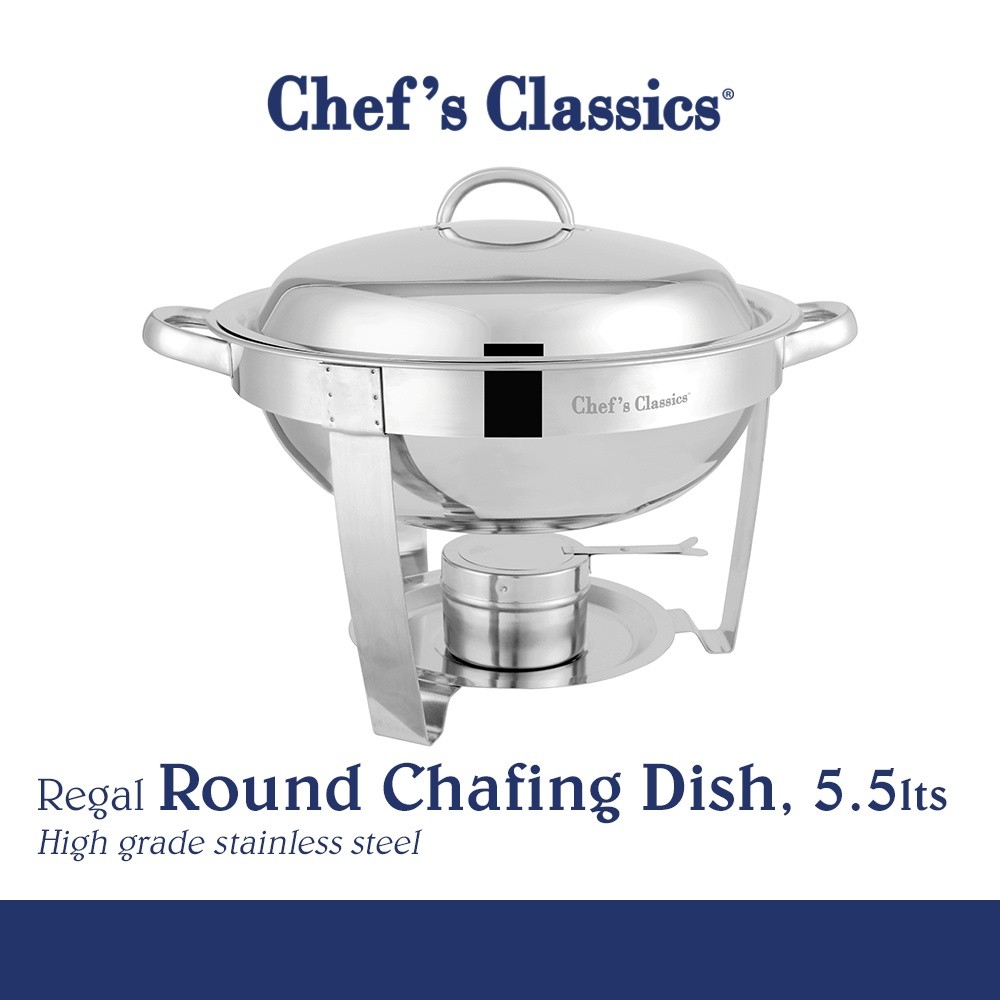 Chef's Classics Regal Stainless Steel Round Buffet Chafing Dish, 5.5lts ...