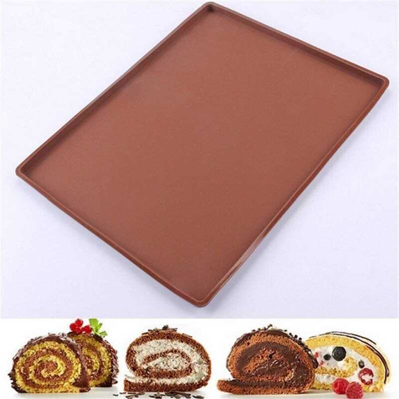 Jelly Roll Pan Swiss Mold Baking Tray Pastry Mat Cookies Silicone Sheet ...