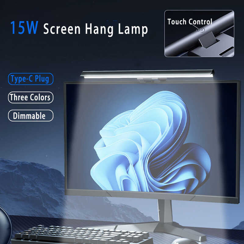 45Cm Computer Monitor Hanging Lamp 3-Color Dimmable Light Touch Control ...