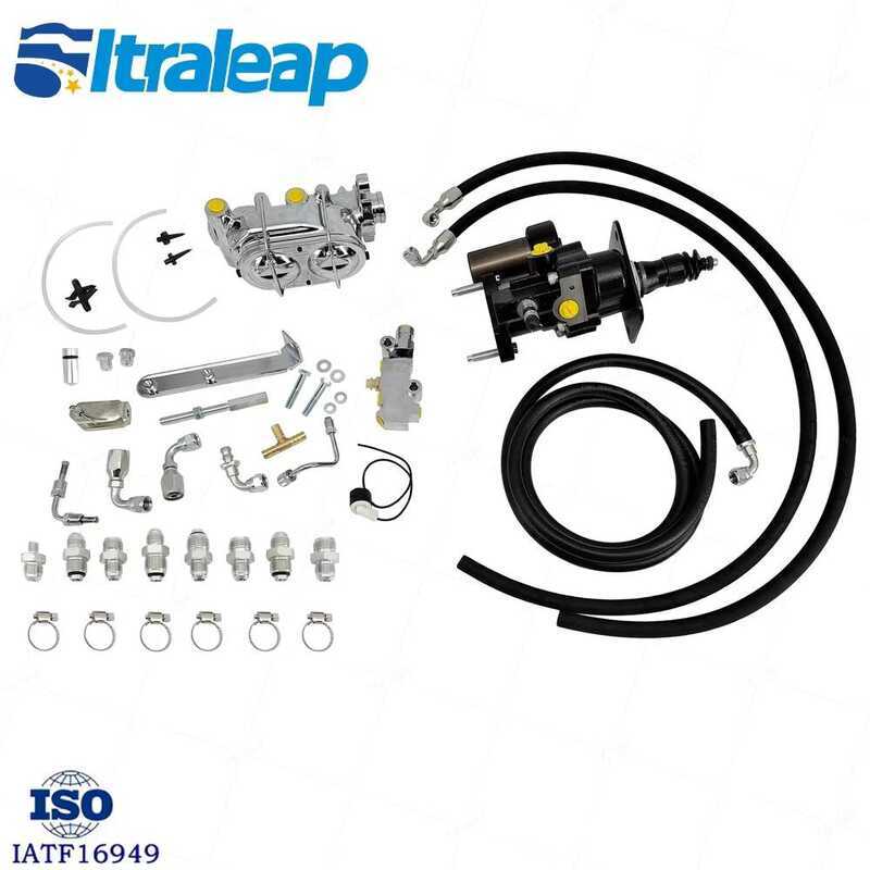 Universal Hydraulic Power Brake Booster Chrome Master Disc Hose Kit ...