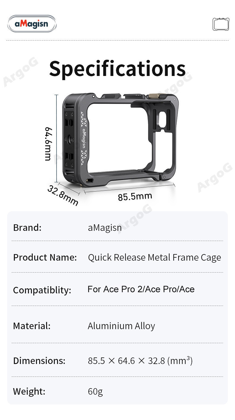 aMagisn Quick Release Metal Frame Cage For Ace Pro 2/ Ace Pro / Ace ...