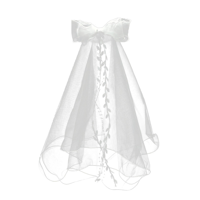 1pc White Bridal Double Edge Veil Wedding Photography Princess Bow Hair ...