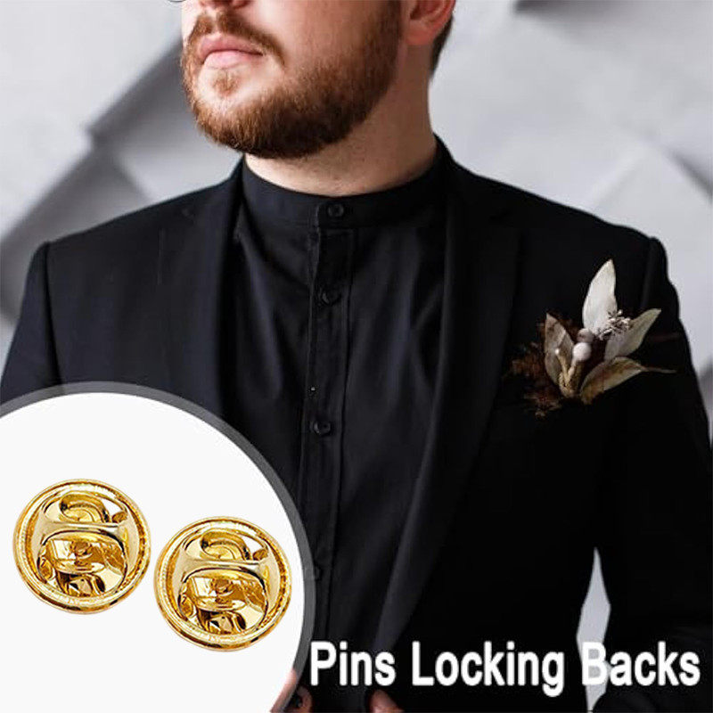 100Pcs Squeeze Badge Holder Butterfly Clasp Pin Nail Tie Tack Lapel Pin ...