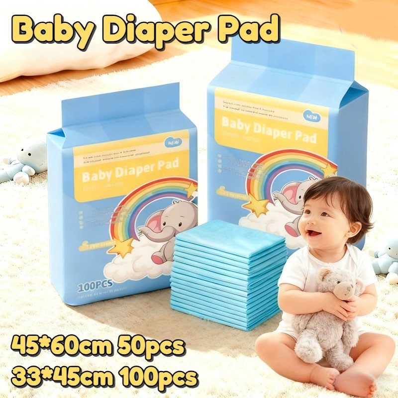 100PCS Baby Diaper Pad Disposable Underpad for Baby Leak-proof Diaper ...