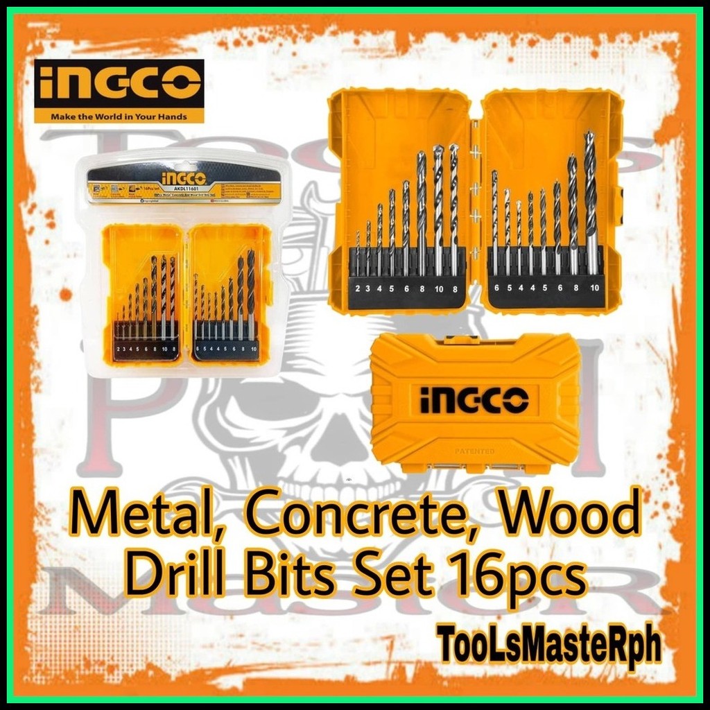 INGCO 16PCS Metal Concrete And Wood Drill Bit Set (AKDL11601) | Shopee ...