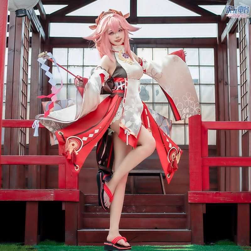 Genshin Game Impact Yae Miko Costume Grand Narukami Shrine Cosplay ...