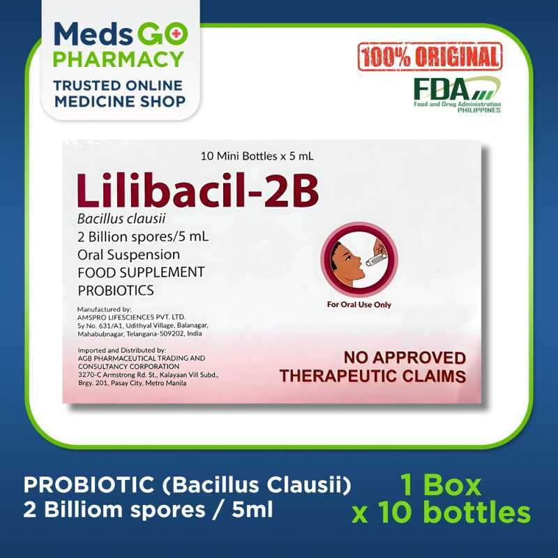 Lilibacil-2B 2 Probiotic Supplement 1 Box - Bacillus Clausii Billion ...