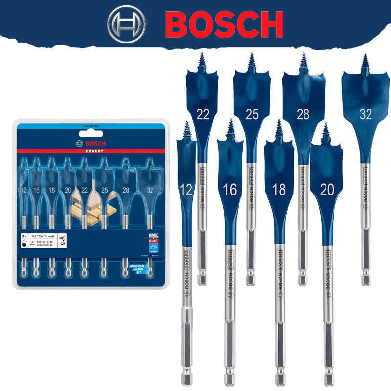 BOSCH 2608902111 Expert Selfcut Speed Spade Drill Bit Set 12-32Mm 8 ...