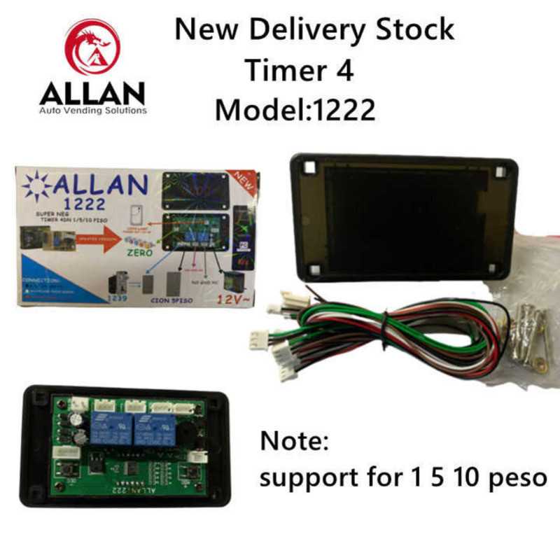 ALLAN 1222 Timer 4digit Power DC 12V Support 1/5/10/20 New and Old Coin ...