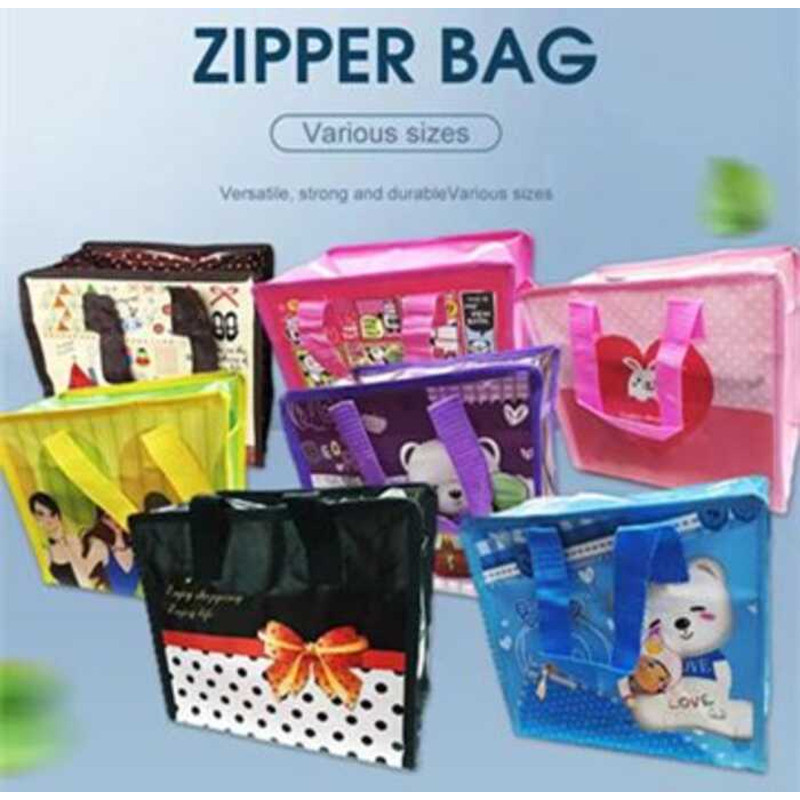 Rubberise Bag Cartoon Pattern Luggage Storage Eco Sako Zipper Lunch ...