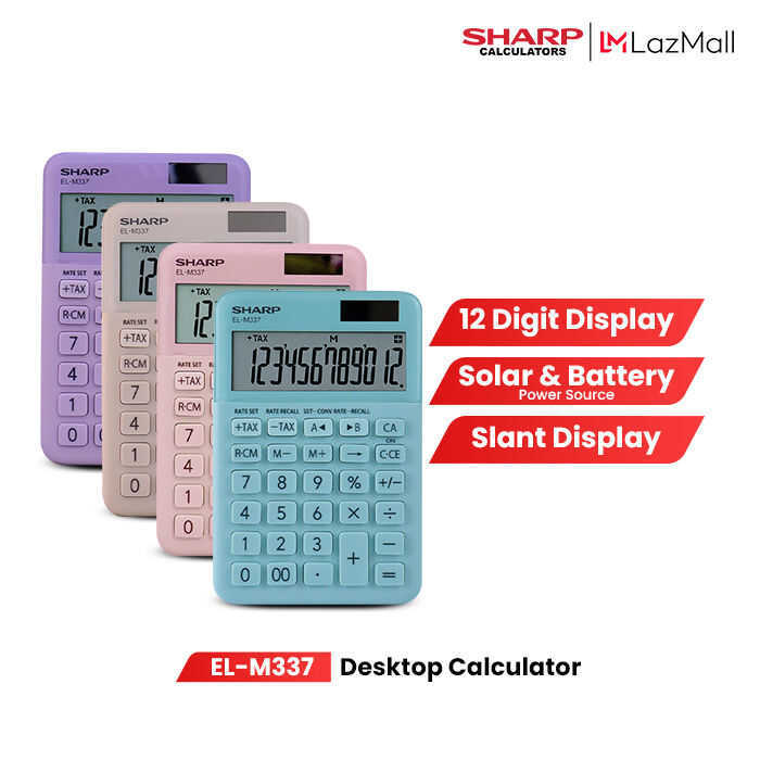 Sharp El-M337 Desktop Calculator – 12-Digit Slant Display, Twin Power ...