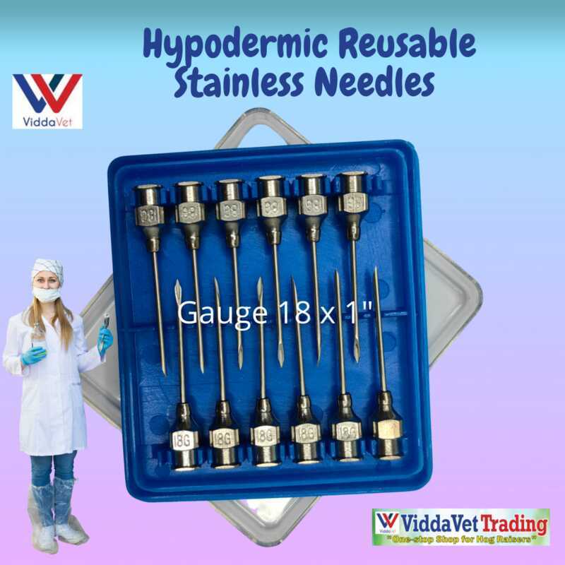 EliteVet 18 x 1 inch Needles 1 Dozen Stainless Needles Gauge 18 x 1 ...