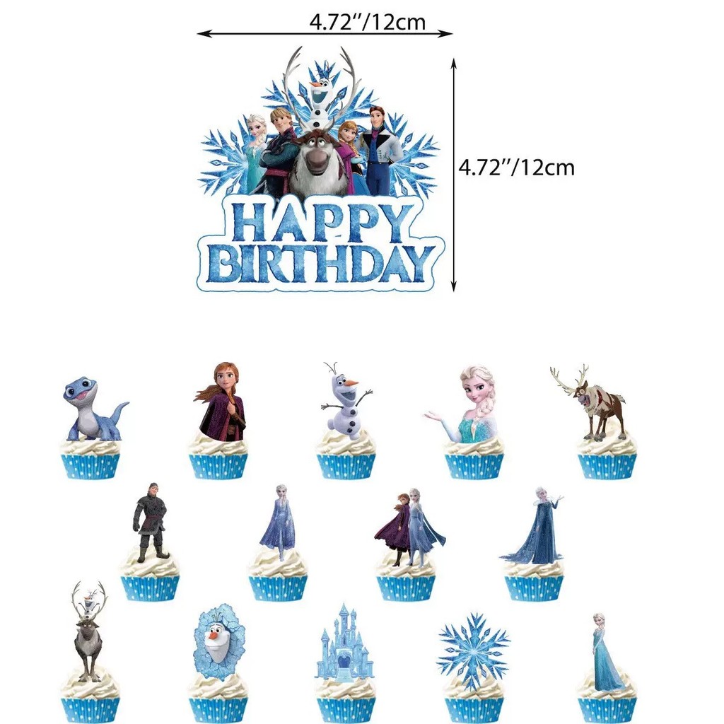 Frozen Elsa Anna Flag Princess Latex Balloon Cake Flag Set Party ...