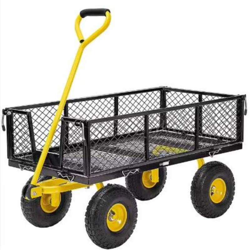 Heavy Duty Mesh Folding Cart Side 4 Wheel Steel Cart Practical Outdoor ...